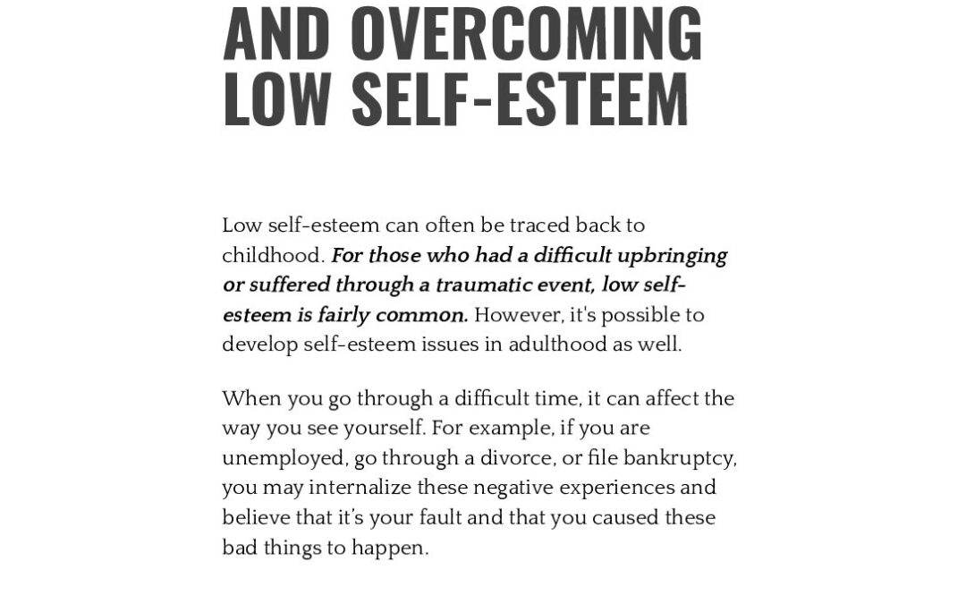 Lesson 10 – You Can Do It Understanding And Overcoming Low Self Esteem ...